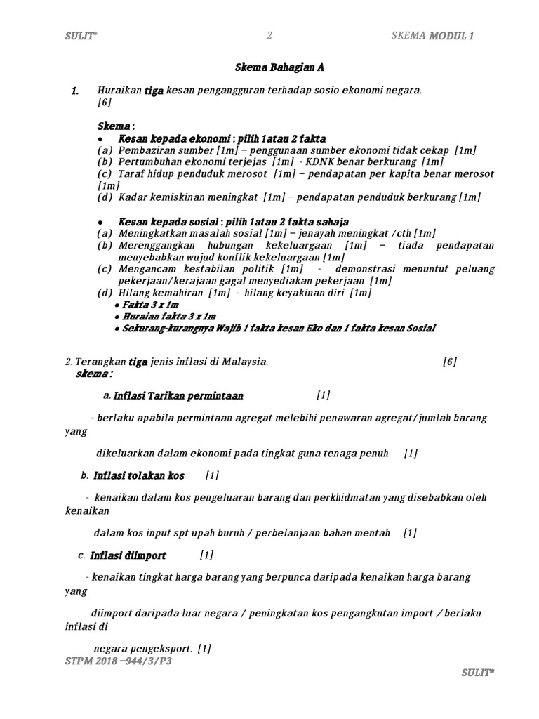 Skema Modul 1 P3 2018 | PDF