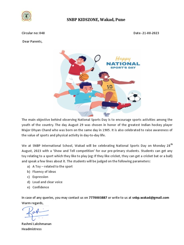 Circular - 048 - National Sports Day | PDF