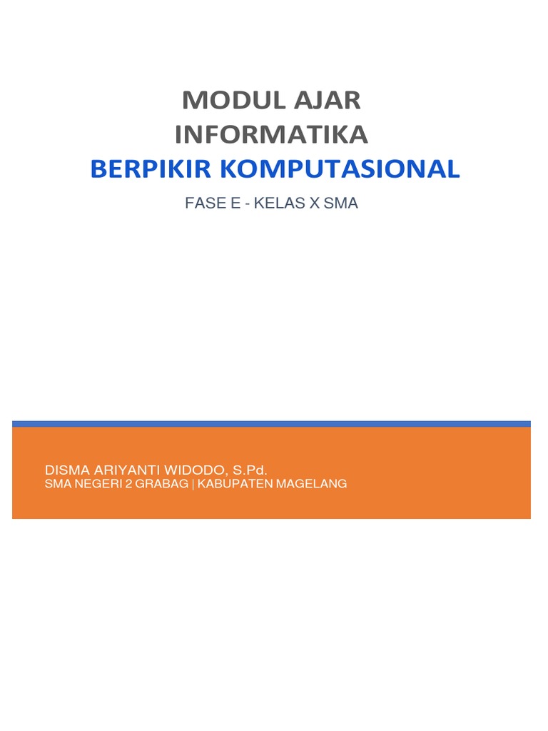 Modul Ajar Informatika 1 - Berpikir Komputasional | PDF