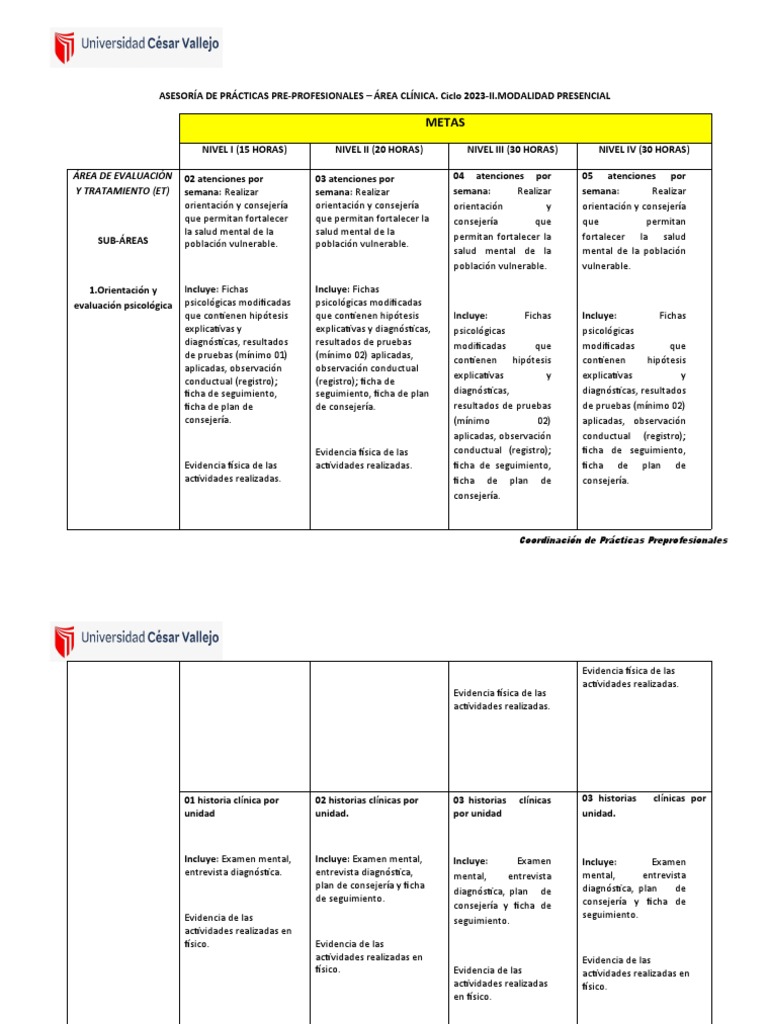 Metas - Área Clínica 2023-2 | PDF | Crecimiento personal y profesional