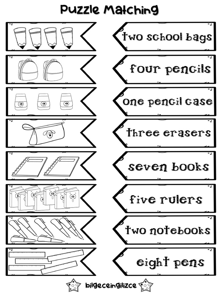 Classroom Objects Puzzlebw | PDF