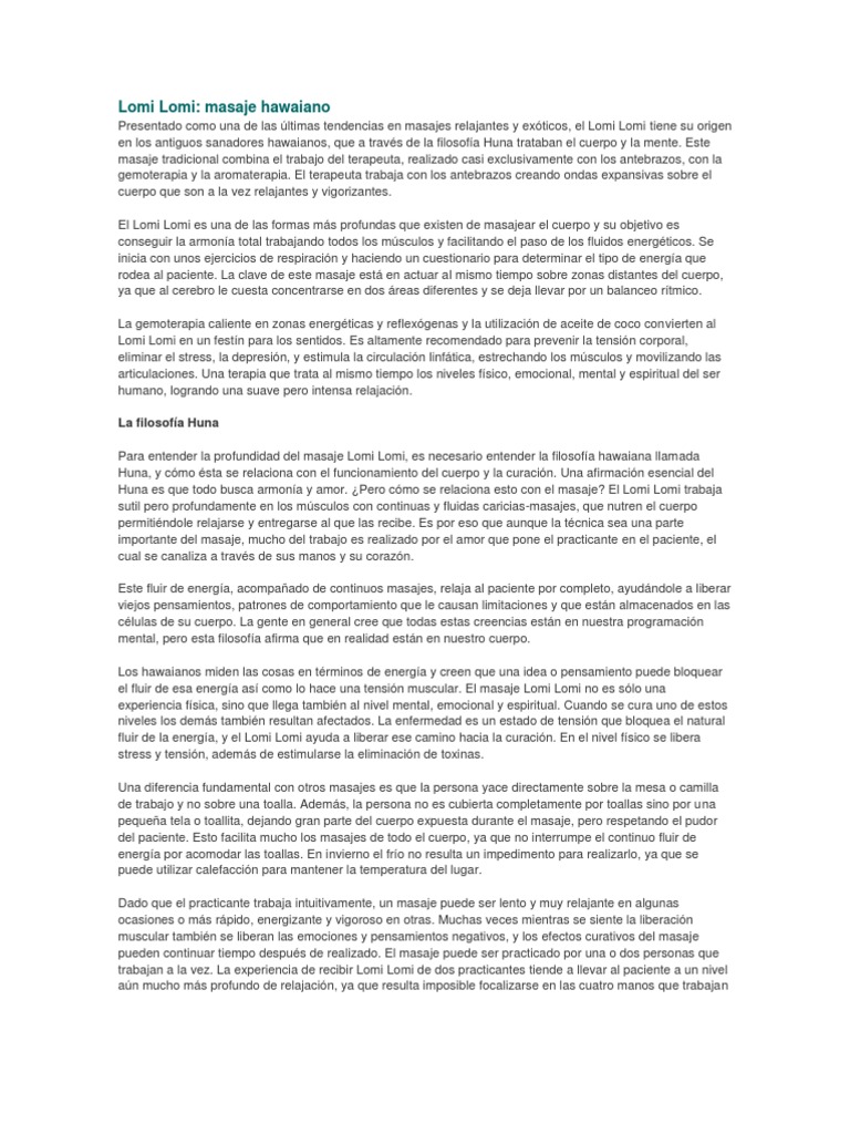 Lomi Lomi | PDF | Masaje | Amor