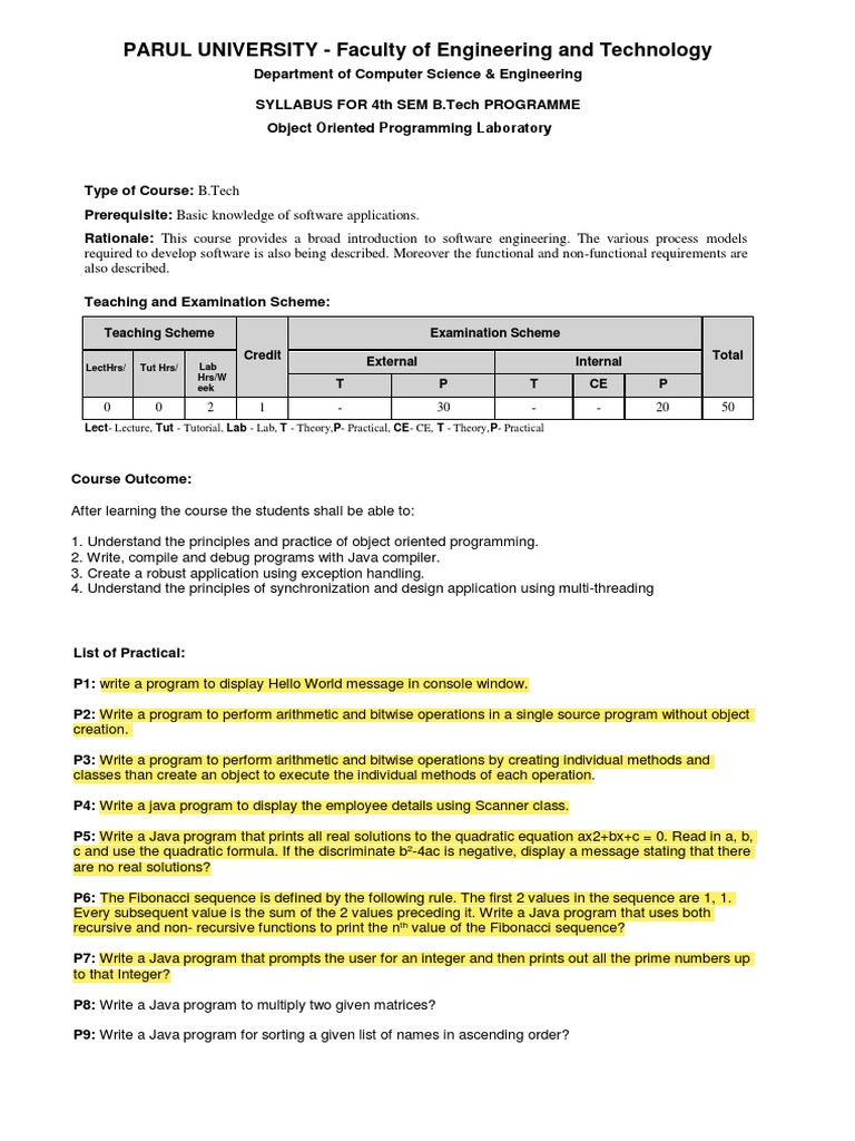 Object Oriented Programming - Lab | PDF