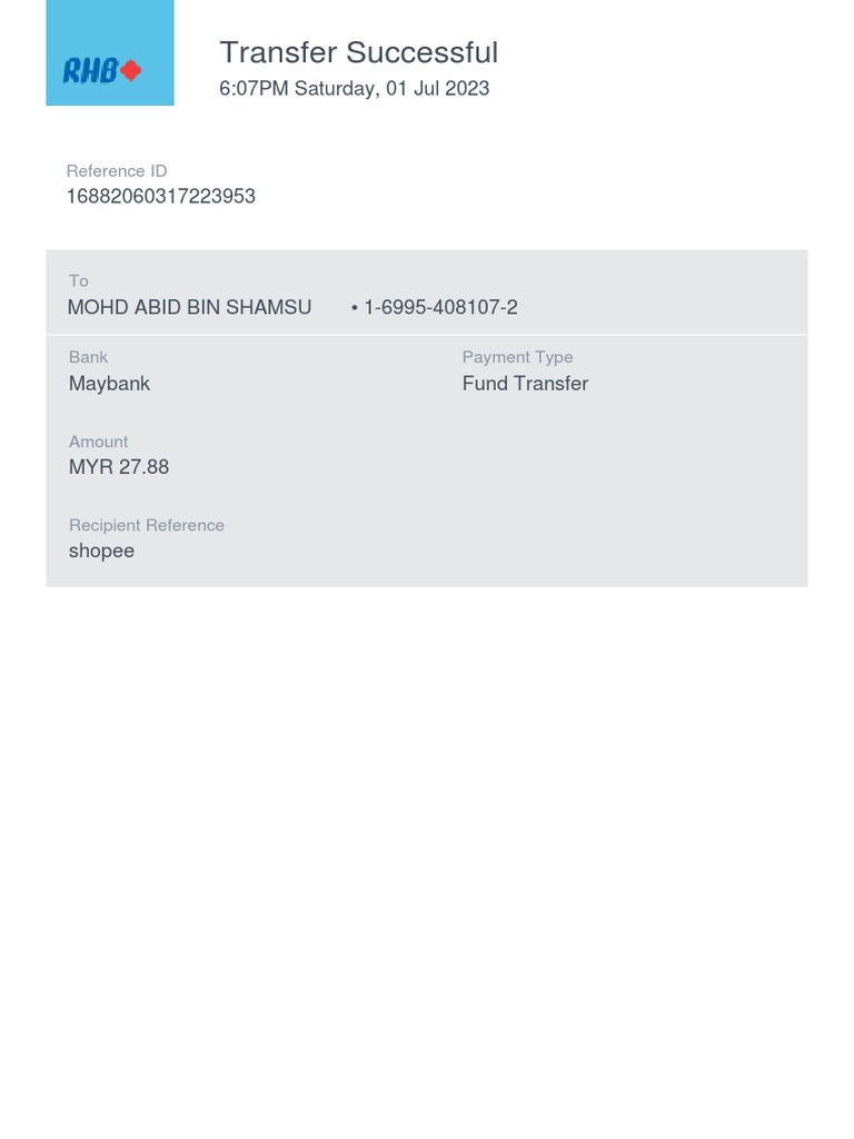 Transfer Mohd Abid Bin Shamsu 20230701 | PDF