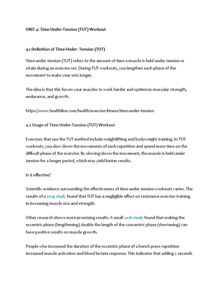 Unit 4 Time Under Pressure Tut Workout | PDF
