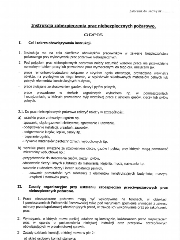 4.6. Instrukcja Zabezpieczenia Prac Niebezpiecznych Pożarowo | PDF
