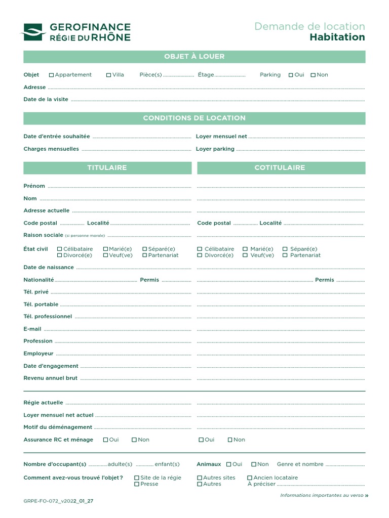 Gerofinance Formulaire Habitation | PDF