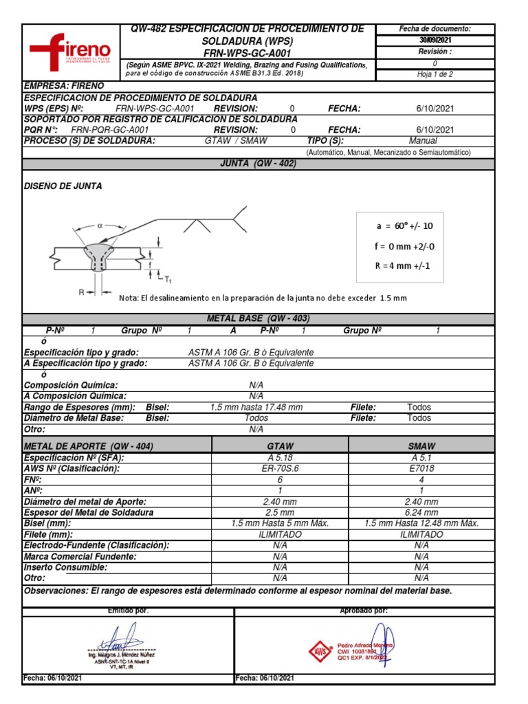 WPS Calificado - Asme Ix | PDF