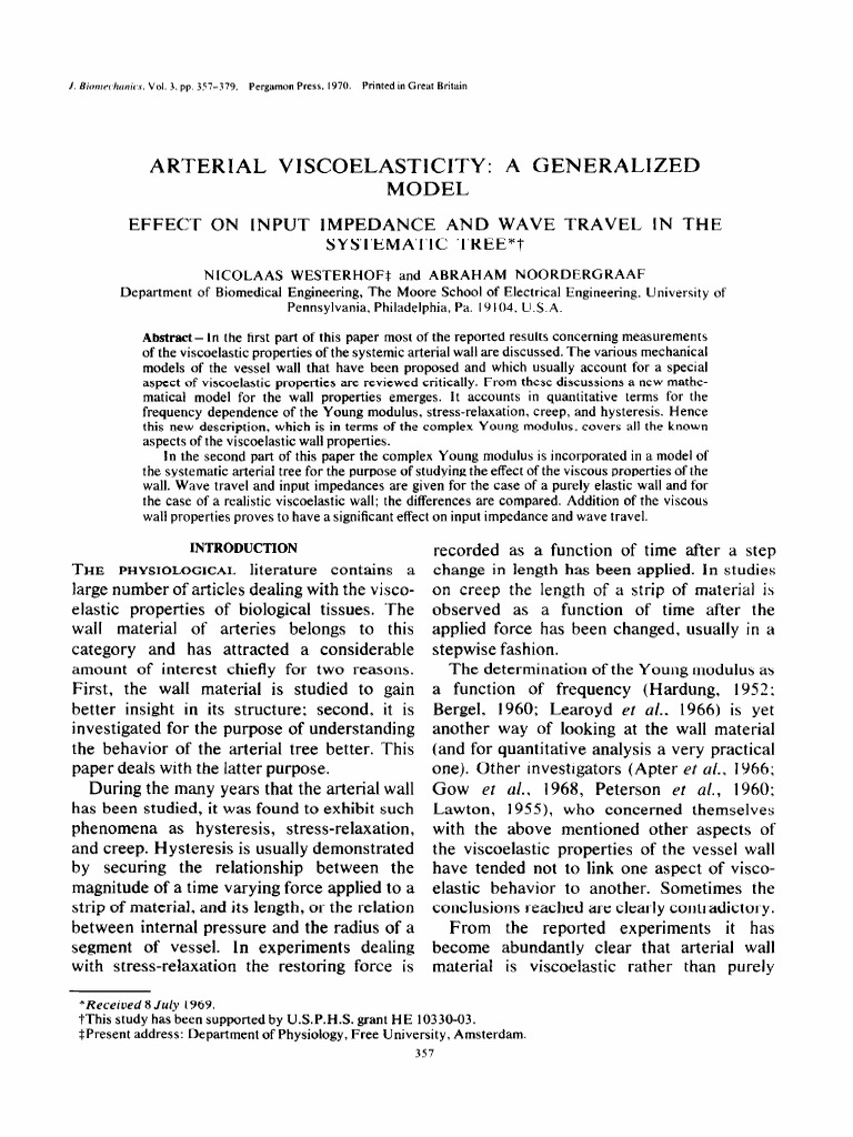 Arterial Viscoelasticity A Generalized Model | PDF