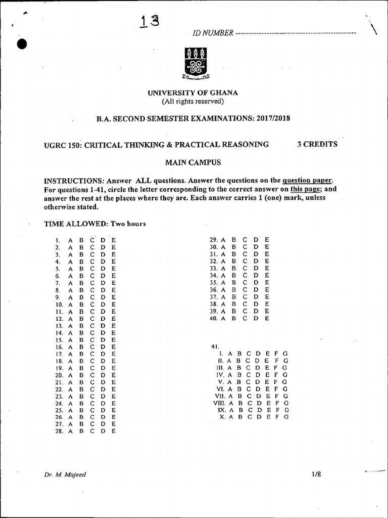 UGRC 150 Critical Thinking & Practical Reasoning-wOuwHr-1 | PDF