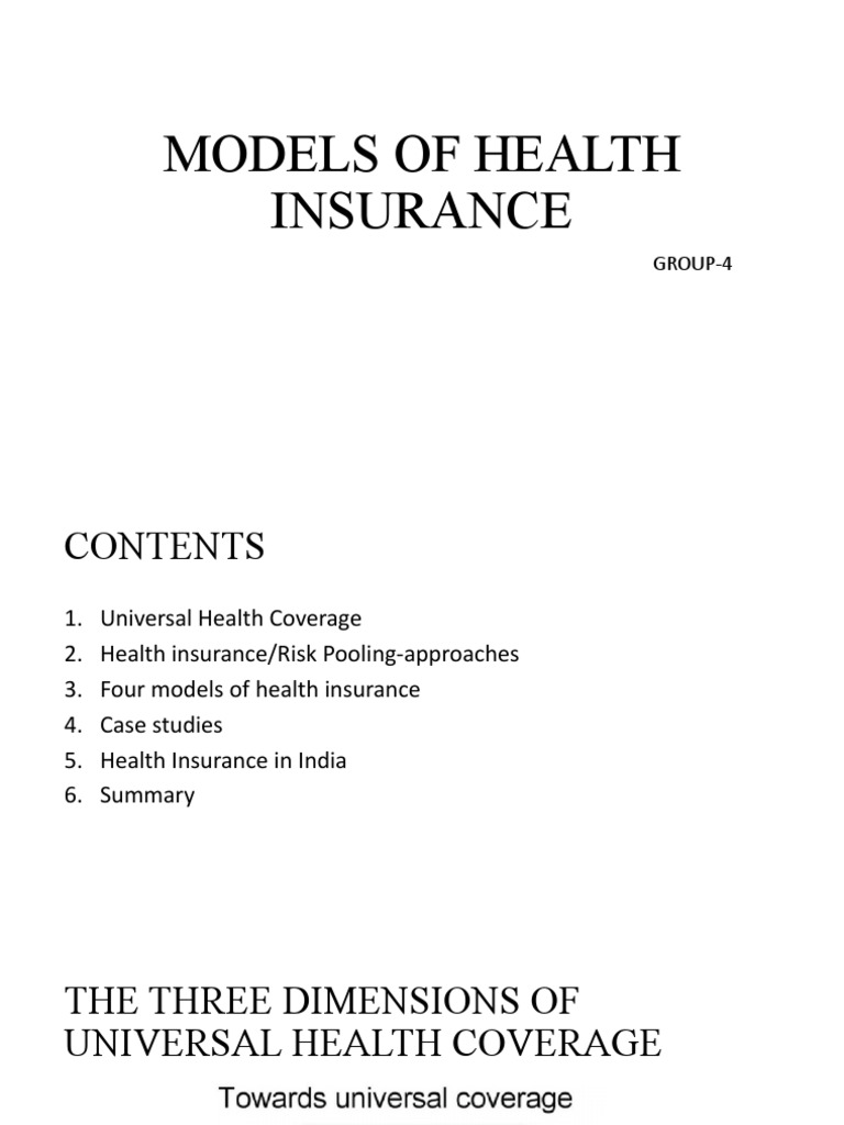 Health Insurance Models (Autosaved) (Autosaved) | PDF