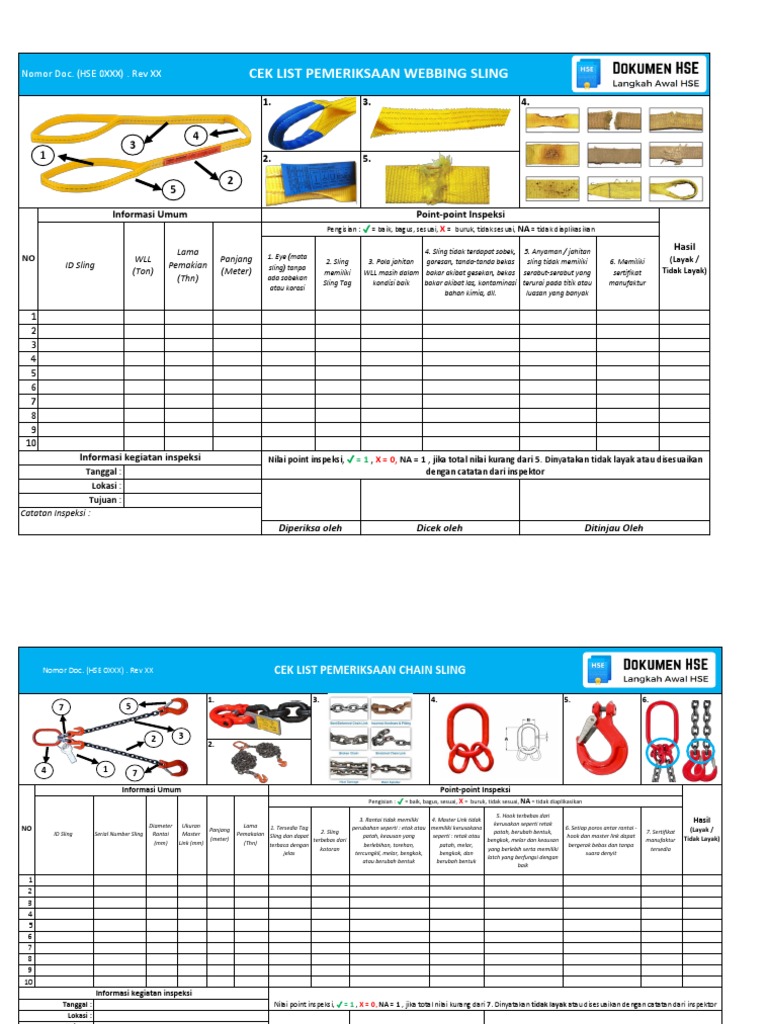 HSE 0XXX - Sling Inspection Checklist | PDF