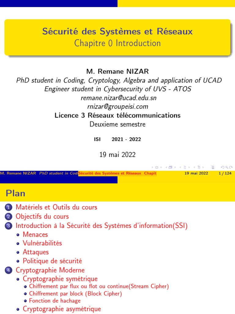 Sécurité des Systèmes et Réseaux | PDF