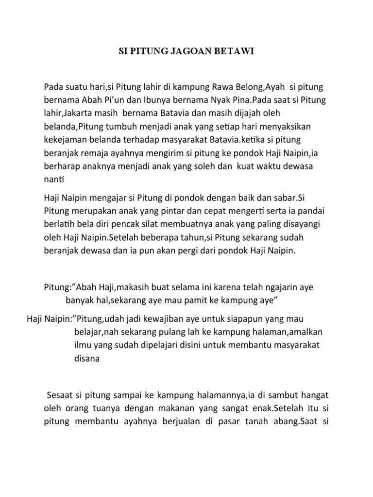 Legenda Pitung: Pahlawan Betawi | PDF