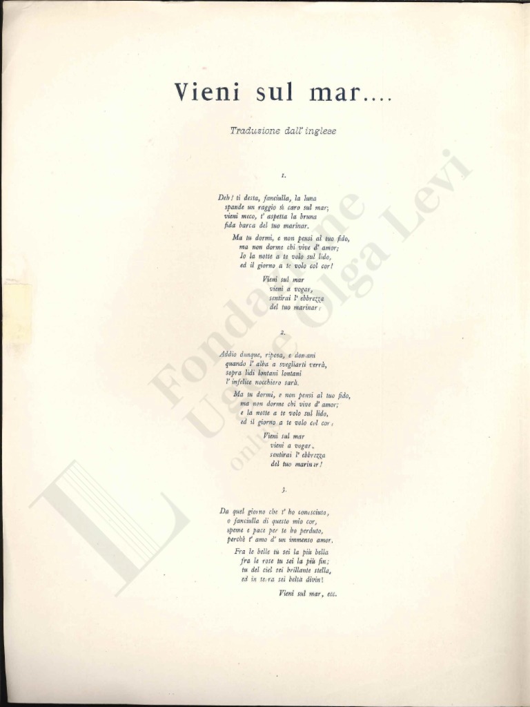 Vieni Sul Mar (1894 Sheet) 2 | PDF