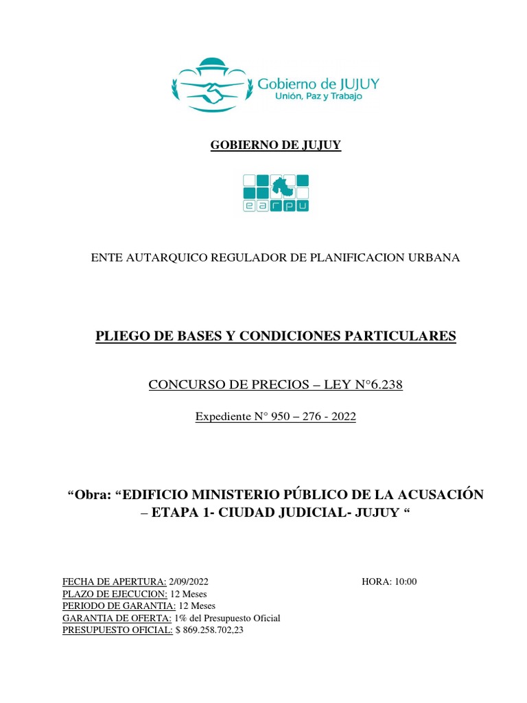 Pliego de Bases Y Condiciones Particulares | PDF