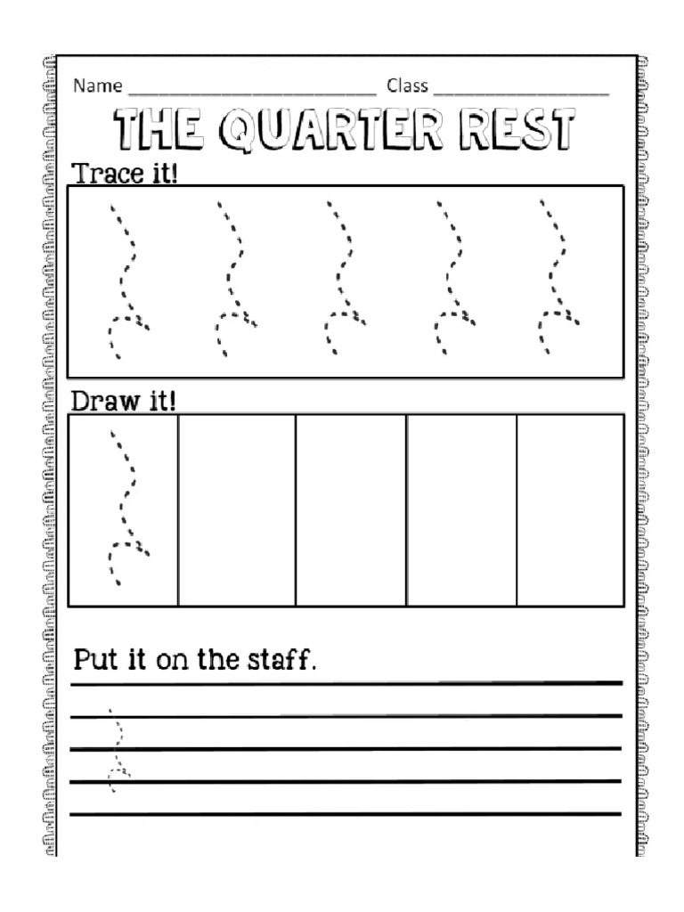 Quarter Rest Tracing and Writing | PDF