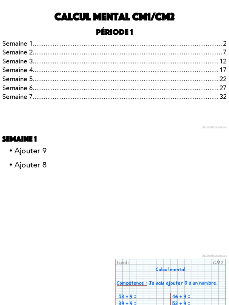 Exercices de Calcul Mental CM1/CM2 | PDF