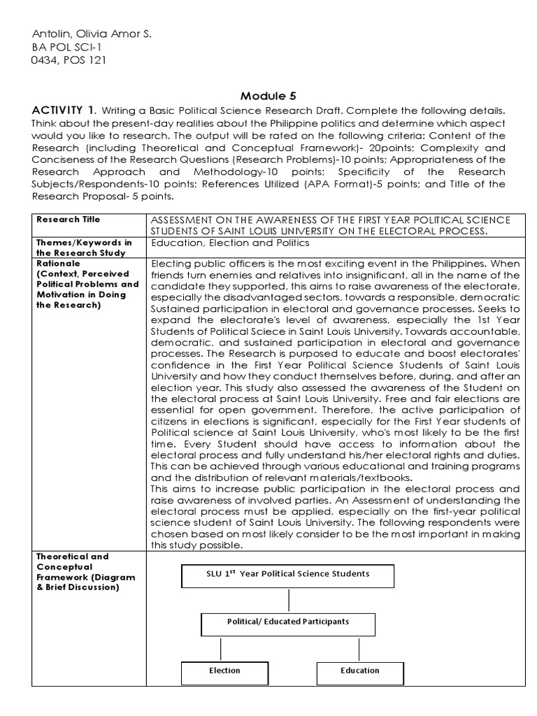 Module 5 - Antolin, Olivia Amor S. ( BA POL SCI-1) 0434, POS 121 | PDF