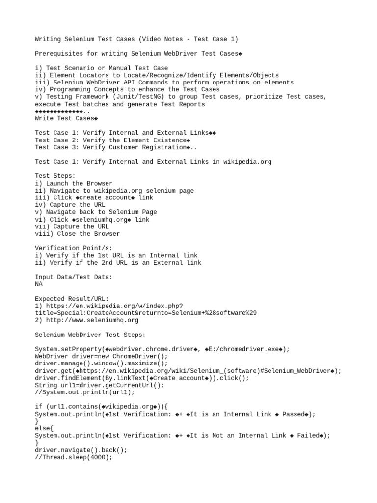 Selenium Test Cases Pdf