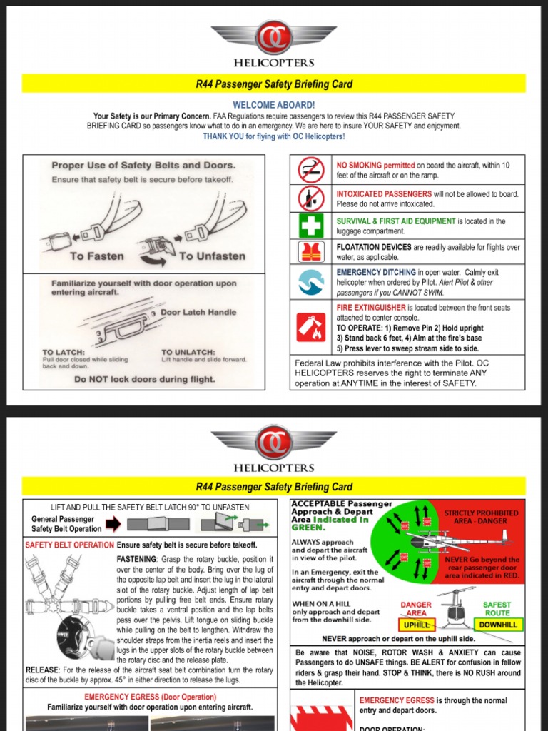 R44 Safety Briefing Card | PDF