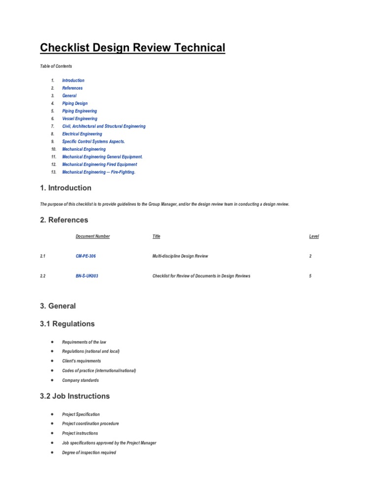 Checklist Design Review Technical | PDF