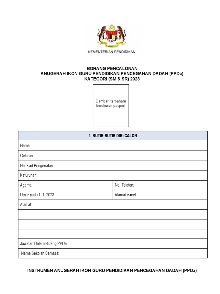 Instrumen Anugerah Ikon Guru PPDa 2023 | PDF