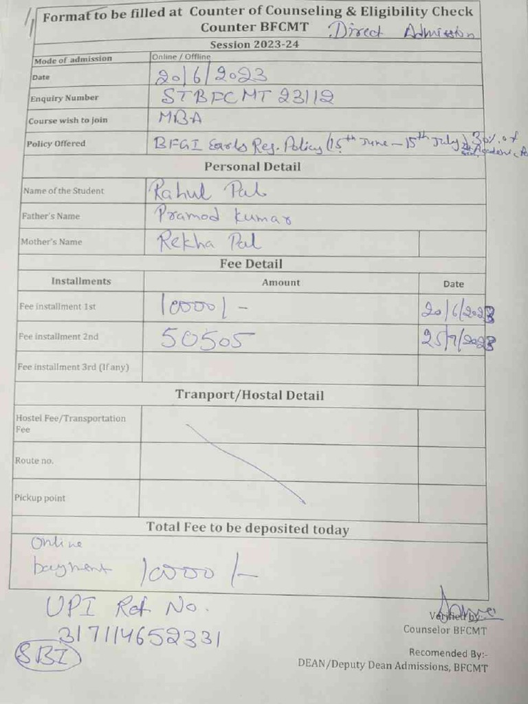 Admission proof | PDF