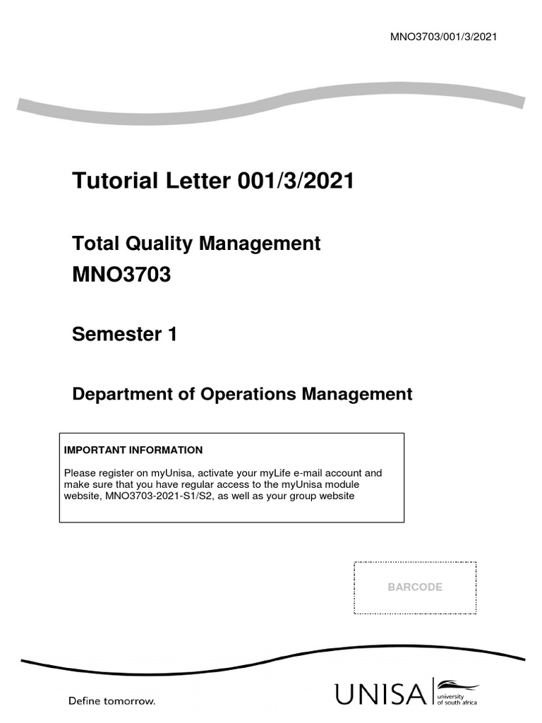 Tutorial Letter Mno3703 2022 UNISA | PDF