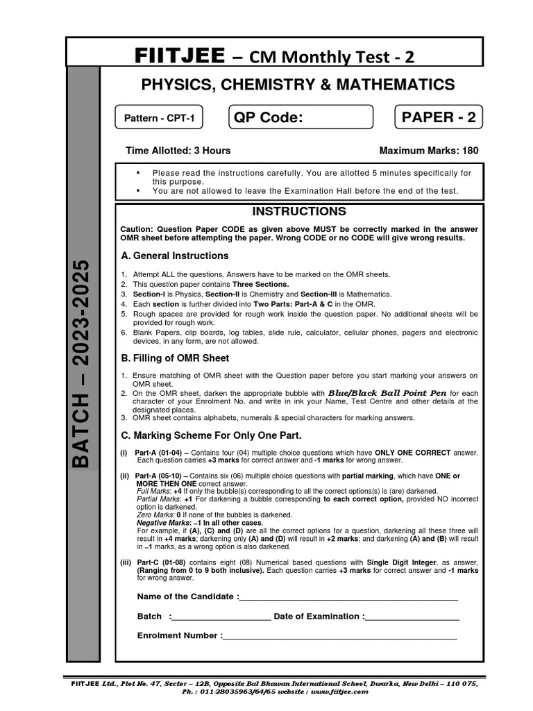 CM Test 2 - Class Xi - CPT 1 (Paper PT 2) | PDF