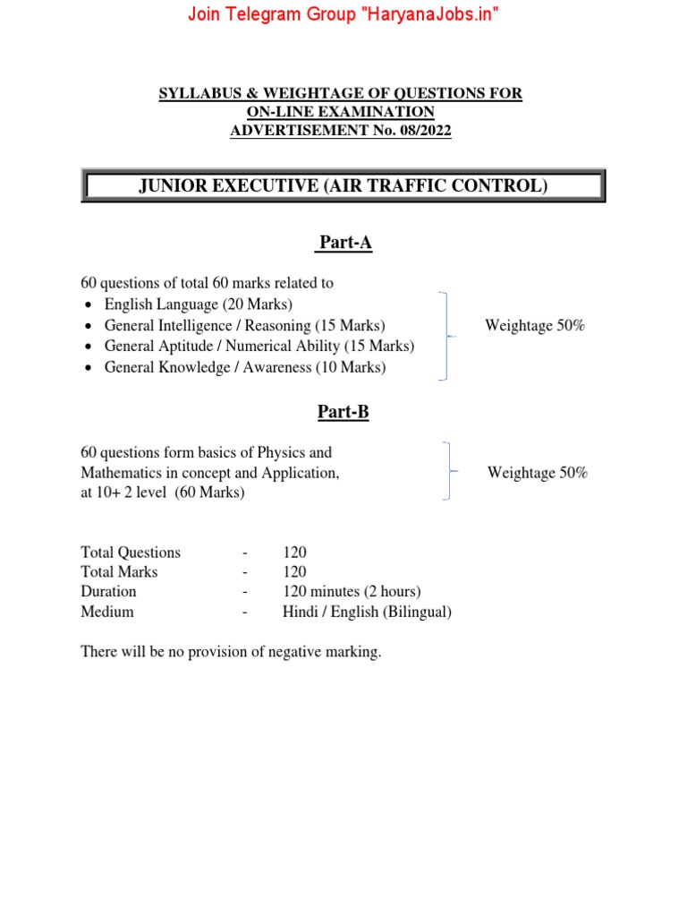 AAI Junior Executive ATC Syllabus and Exam Pattern | PDF
