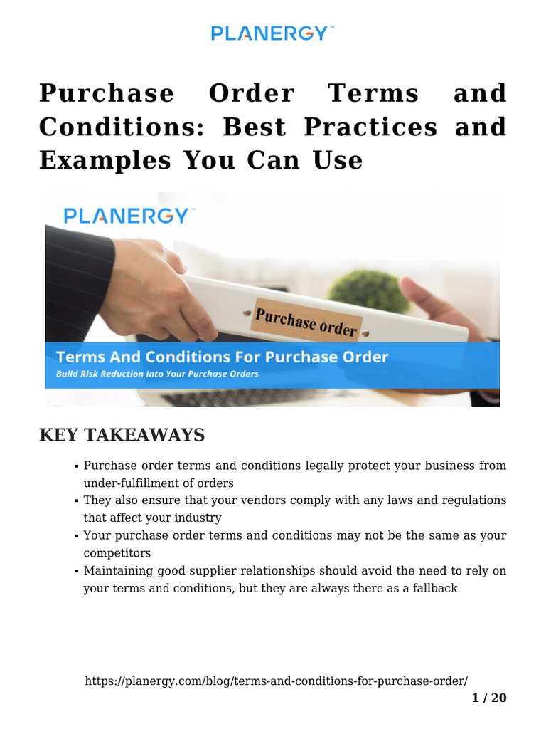 Terms and Conditions For Purchase Order | PDF