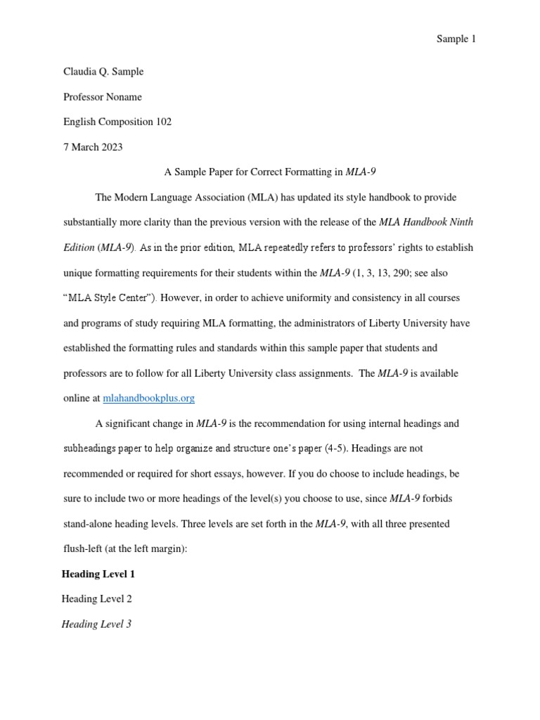 MLA-9 Formatting Guide for Students | PDF