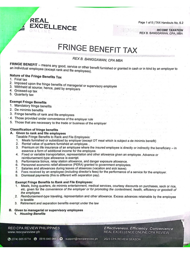 6.2 Fringe Benefit Tax | PDF