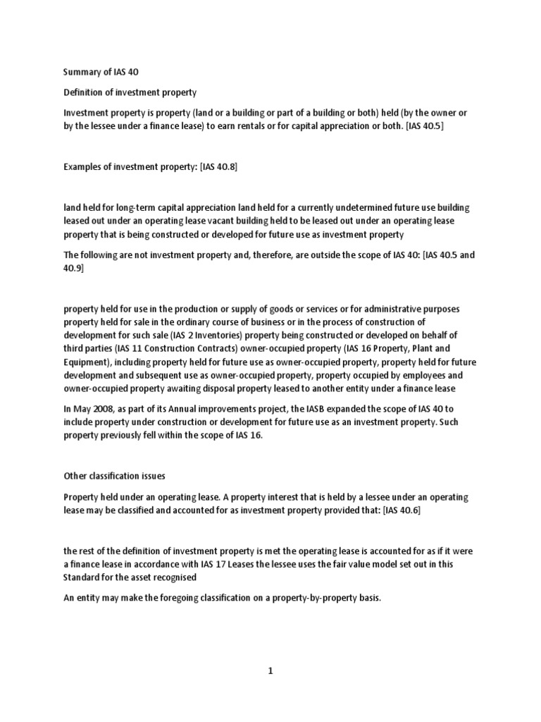 Summary of IAS 40 | PDF
