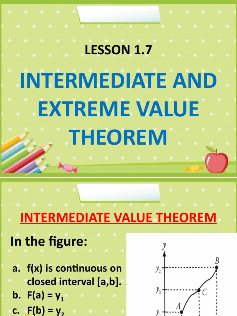 Lesson 1 7 Intermediate And Extreme Value Theorem Pdf