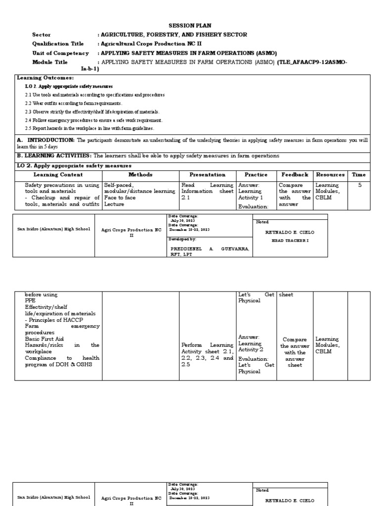 Session Plan q1wk19 | PDF