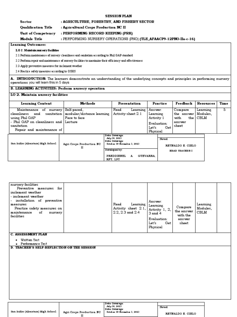 Session Plan q1wk10 | PDF