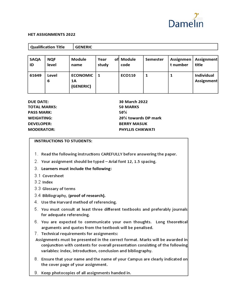 Eco 110 Individual Assignment 1-1 | PDF | Career & Growth