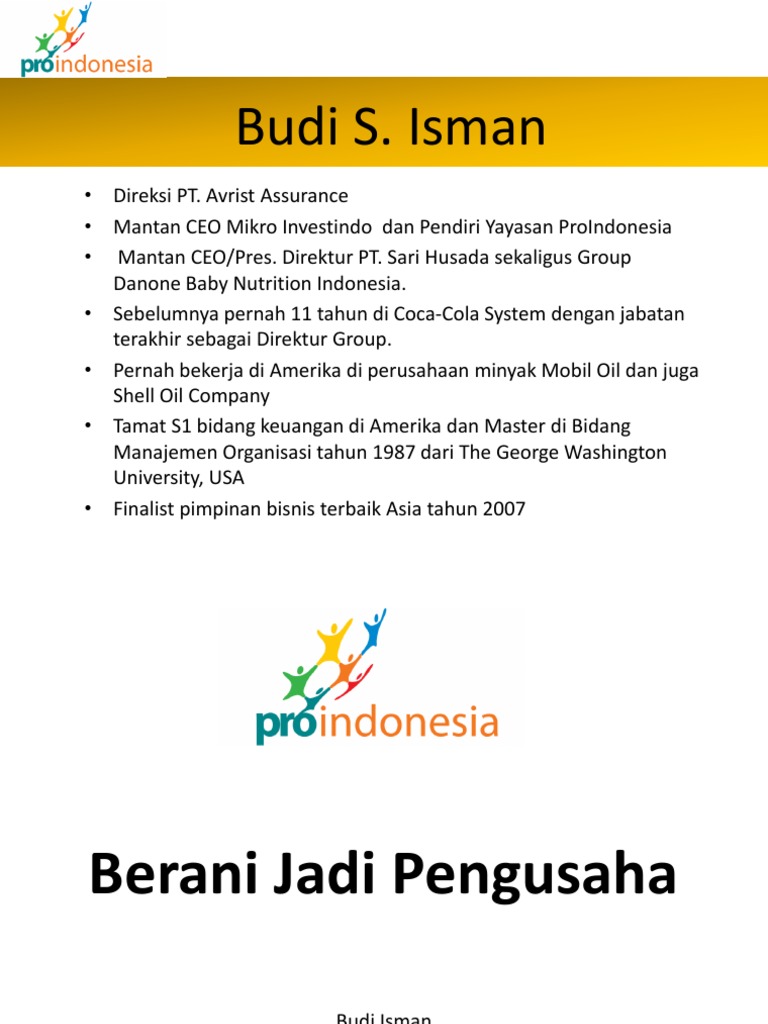 Berani Jadi Pengusaha By. Budi Satria Isman | PDF | Karier ...