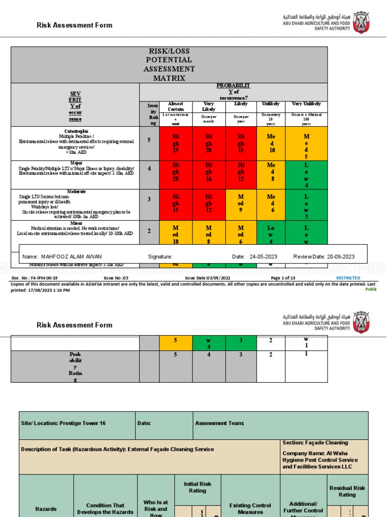 F4-IPM-00-19 - Risk Assessment Form new -1 (1) | PDF