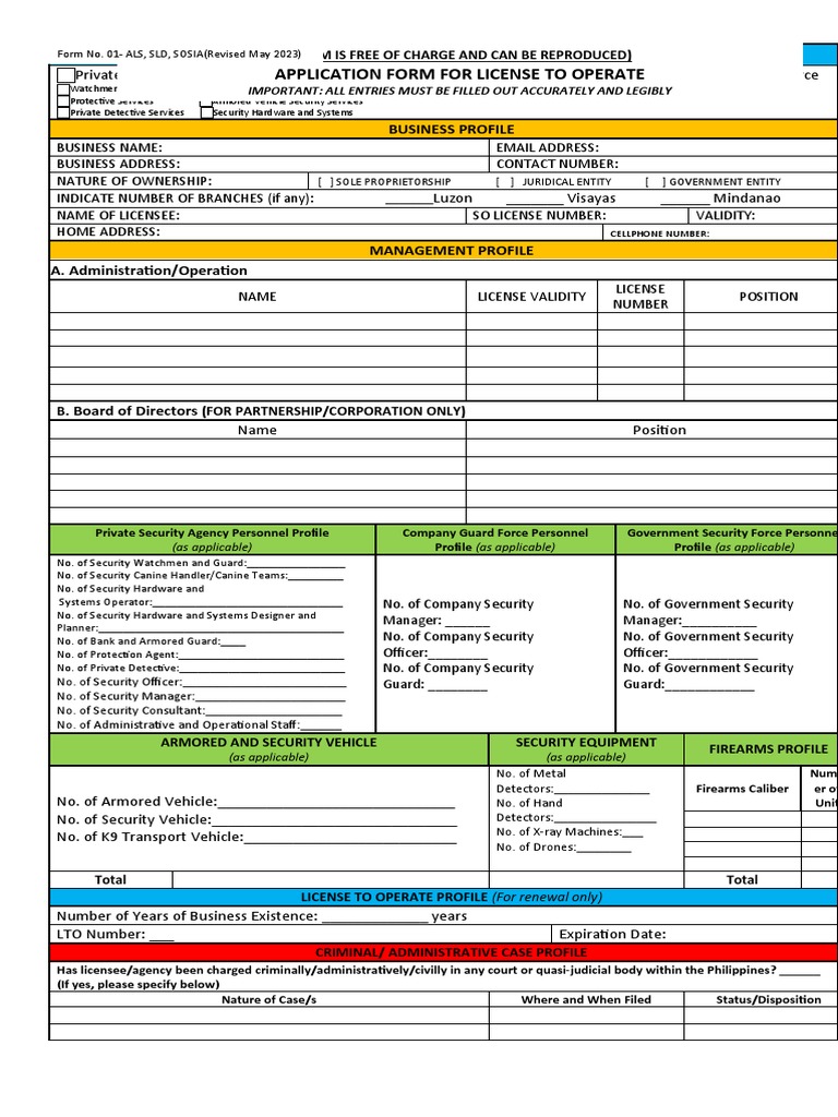 Application Form for License to Operate | PDF