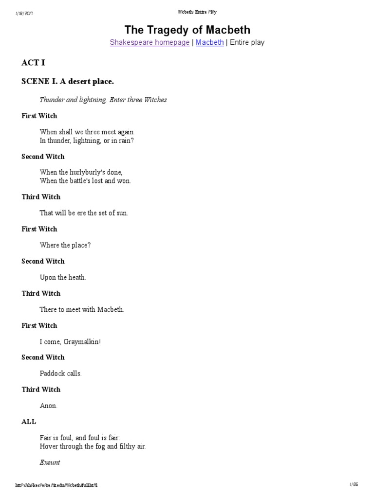 Macbeth - Entire Play | PDF