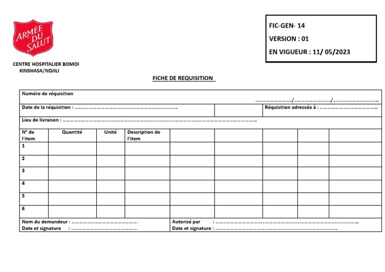 Fiche de Requisition | PDF