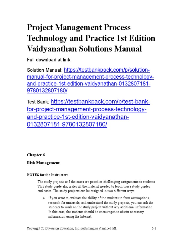 Project Management Process Technology and Practice 1st Edition ...