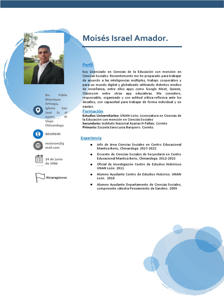Curriculum Vitae Moises Amador | PDF | Ciencias sociales