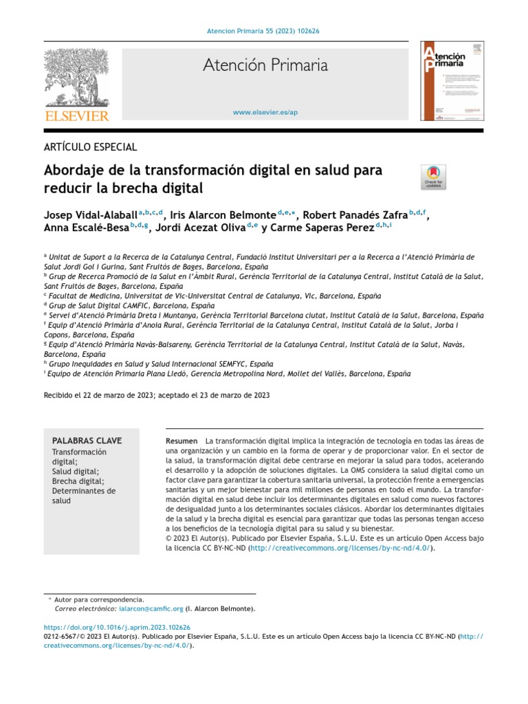 Abordaje de La Transformacion Digitalen Salud para Reducir La Brecha Digital | PDF