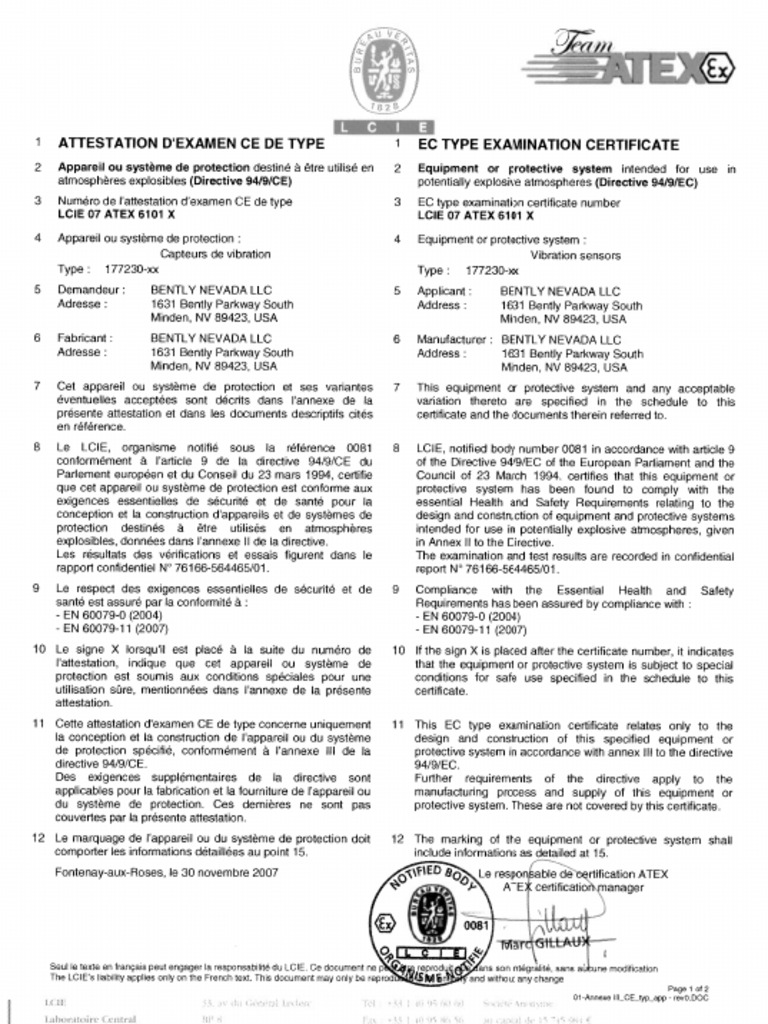 LCIE 07 ATEX 6101X_All | PDF