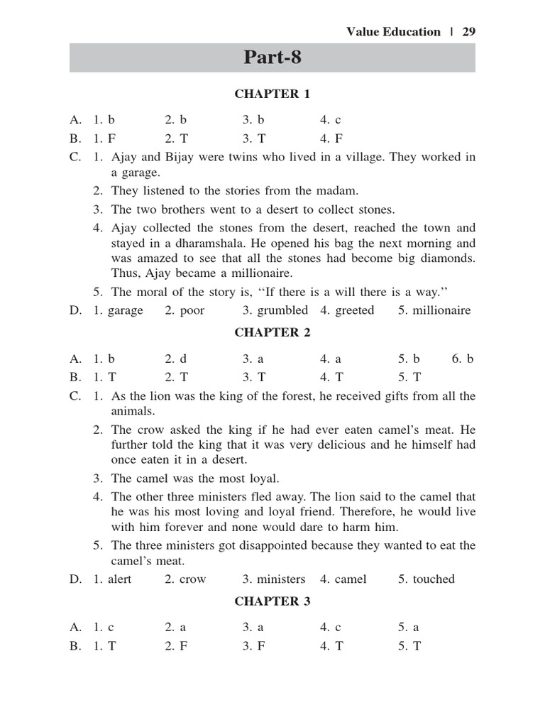 Class 8 Value Education Solutions | PDF