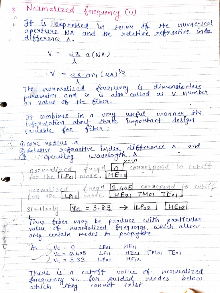 Normalized Frequency, V Number, Mode Theory | PDF